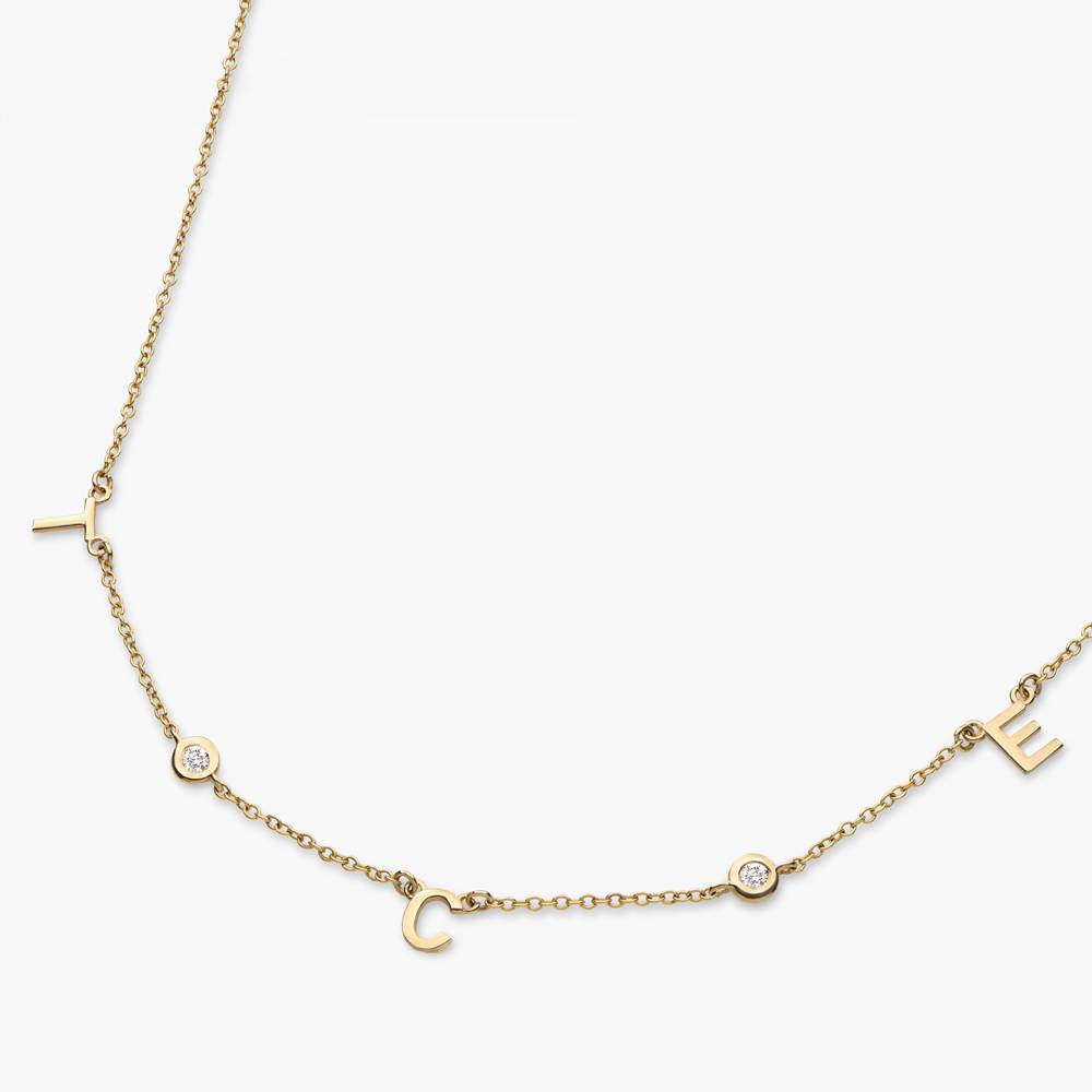 Inez Initial Necklace with Diamonds - 14K Solid Gold - Oak & Luna