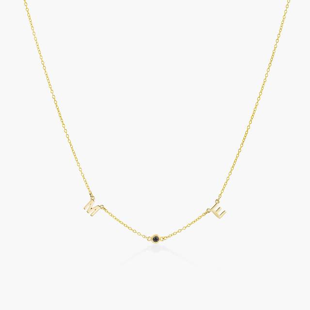 Inez Initial Necklace With Gemstones - 14k Solid Gold - Oak & Luna
