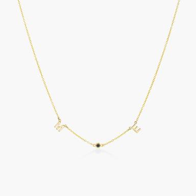 Inez Initial Necklace With Gemstones - 14k Solid Gold - Oak & Luna