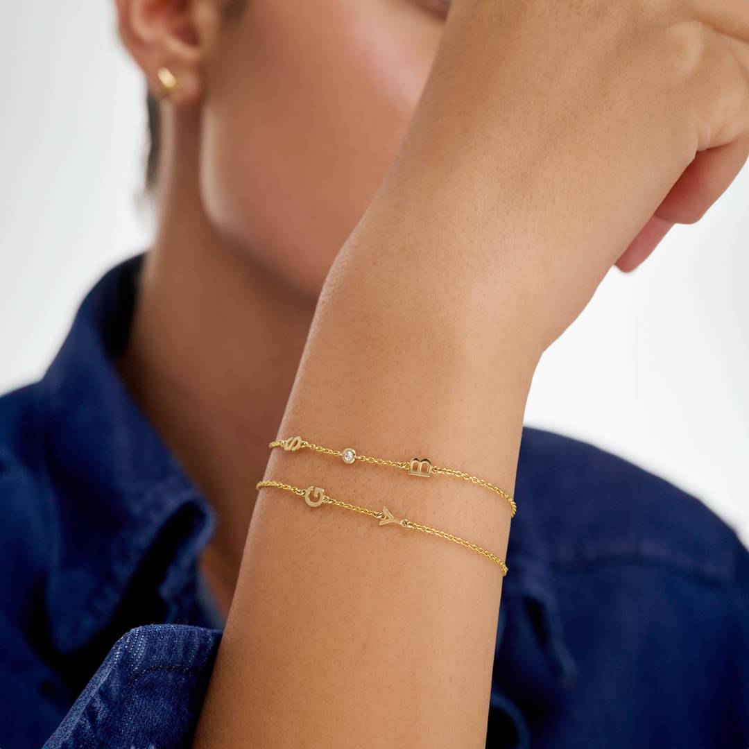 Inez Initial Bracelet/Anklet - 14K Solid Gold - Oak & Luna