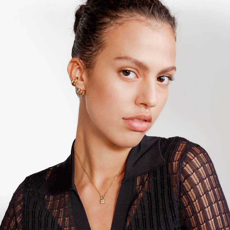 Initial Lock Necklace - 14k Solid Gold - Oak & Luna