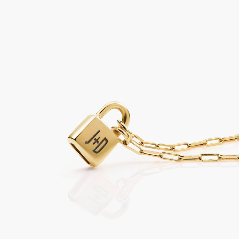 Initial Lock Necklace - 14k Solid Gold - Oak & Luna
