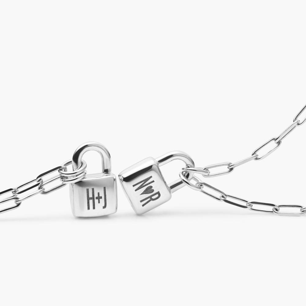 Initial Lock Necklace - Silver - Oak & Luna