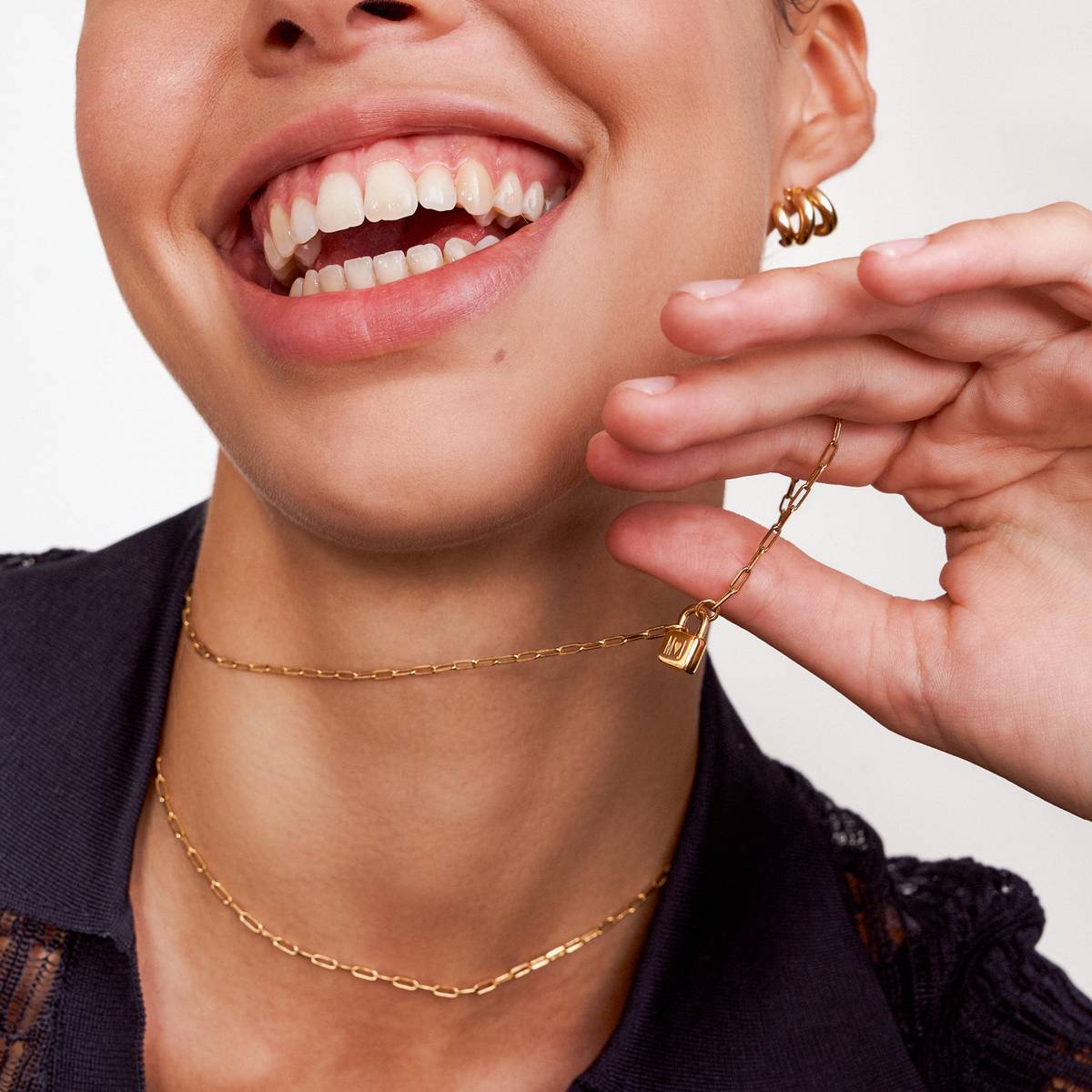 Initial Lock Necklace - Gold Vermeil - Oak & Luna