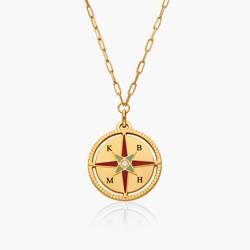 Journey Compass Necklace- Gold Vermeil - Oak & Luna