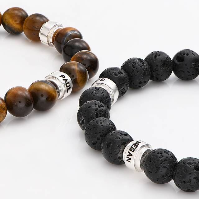 Personalized Lava Bracelet for Men - Silver - Oak & Luna