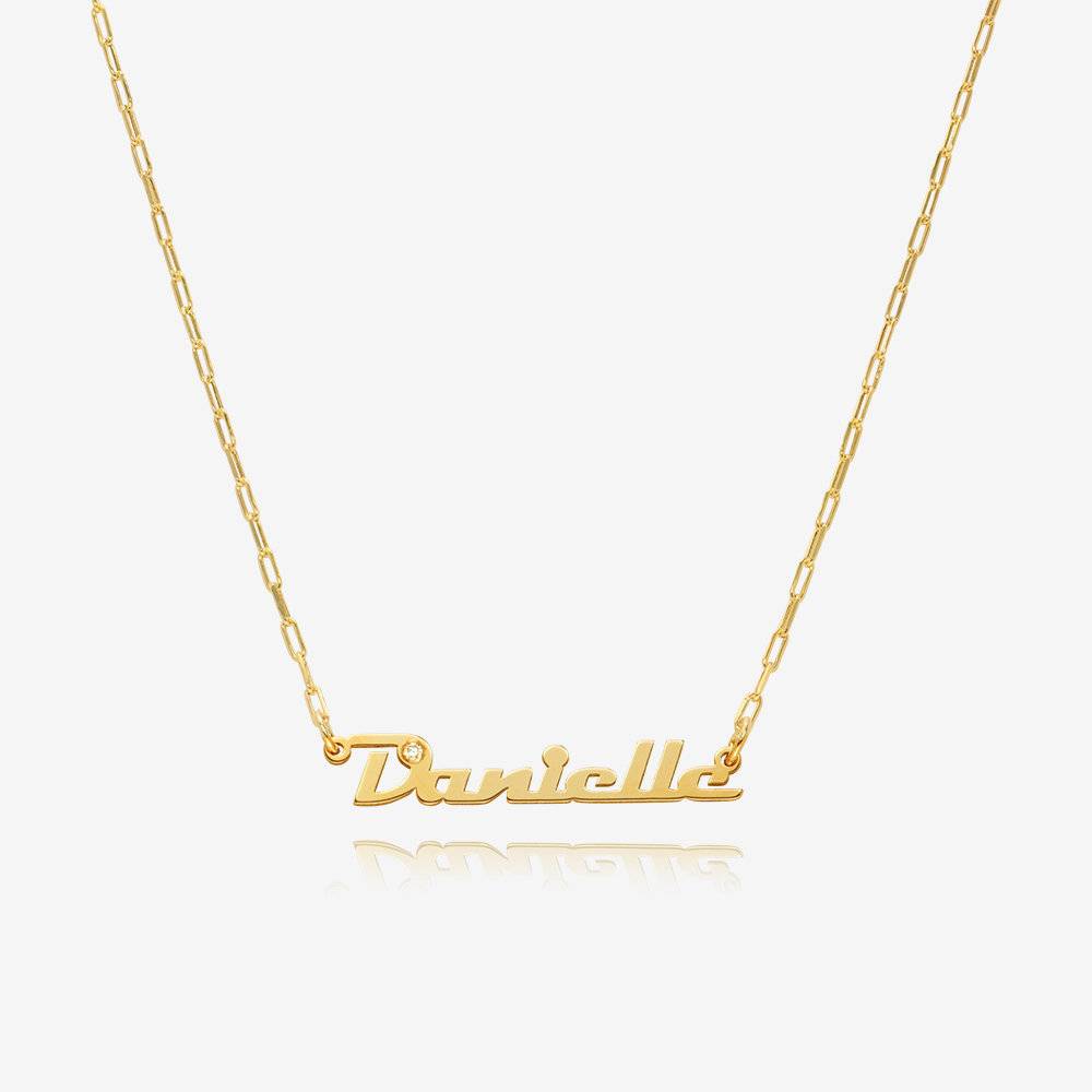 Link Chain Name Necklace with Diamond - 14k Solid Gold - Oak & Luna