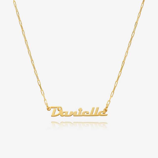 Link Chain Name Necklace with Diamond - 14k Solid Gold - Oak & Luna
