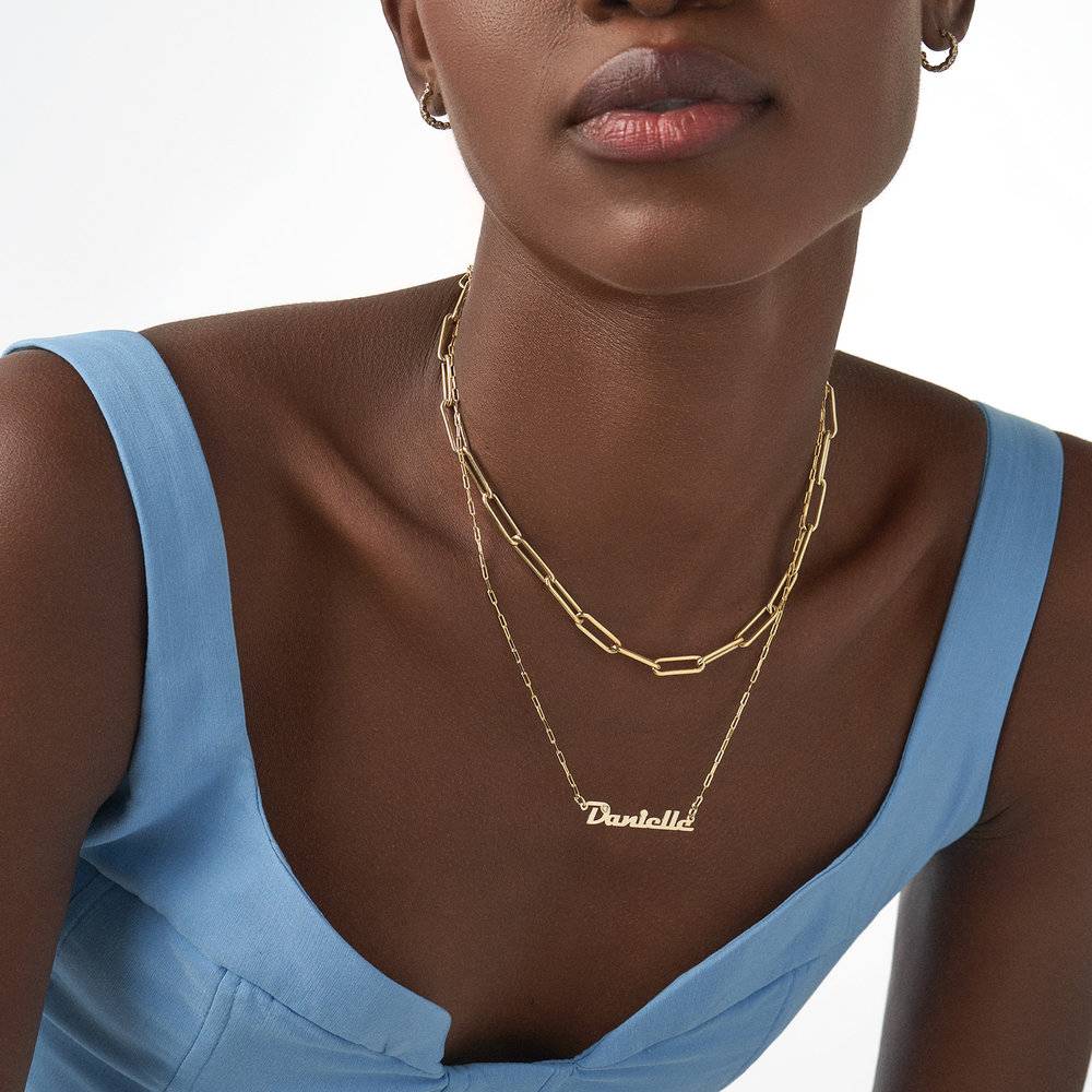 Link Chain Name Necklace with Diamond - 14k Solid Gold - Oak & Luna