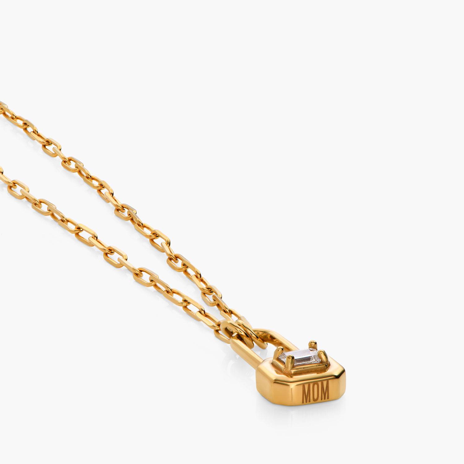 Lock & Luna charm with Emerald cut Diamond- Gold Vermeil - Oak & Luna