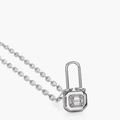 Lock & Luna charm with Emerald cut Diamond- Silver - Oak & Luna