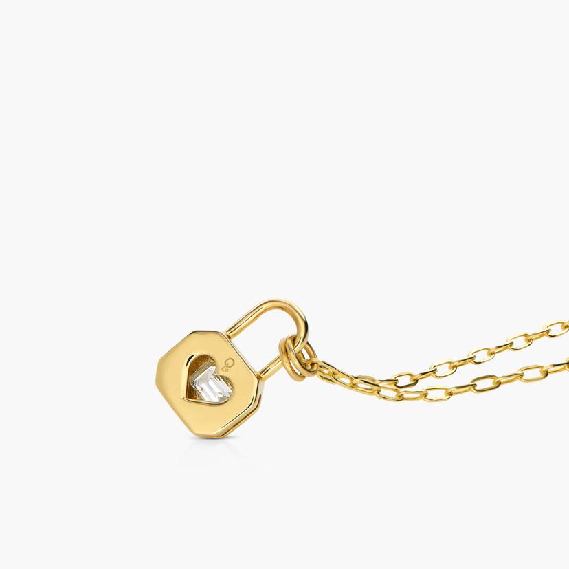 Lock & Luna charm with Emerald cut Moissanite - 14K Solid Gold - Oak & Luna