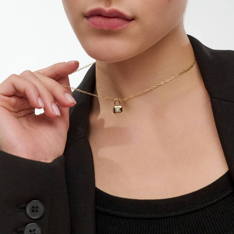 Lock & Luna charm with Emerald cut Moissanite - 14K Solid Gold - Oak & Luna