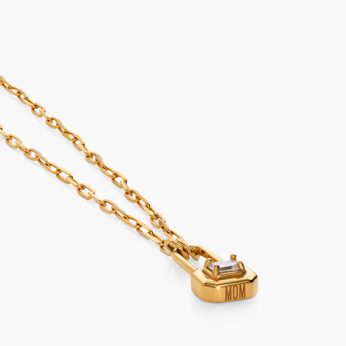 Lock & Luna charm with Emerald cut Moissanite - Gold Vermeil - Oak & Luna