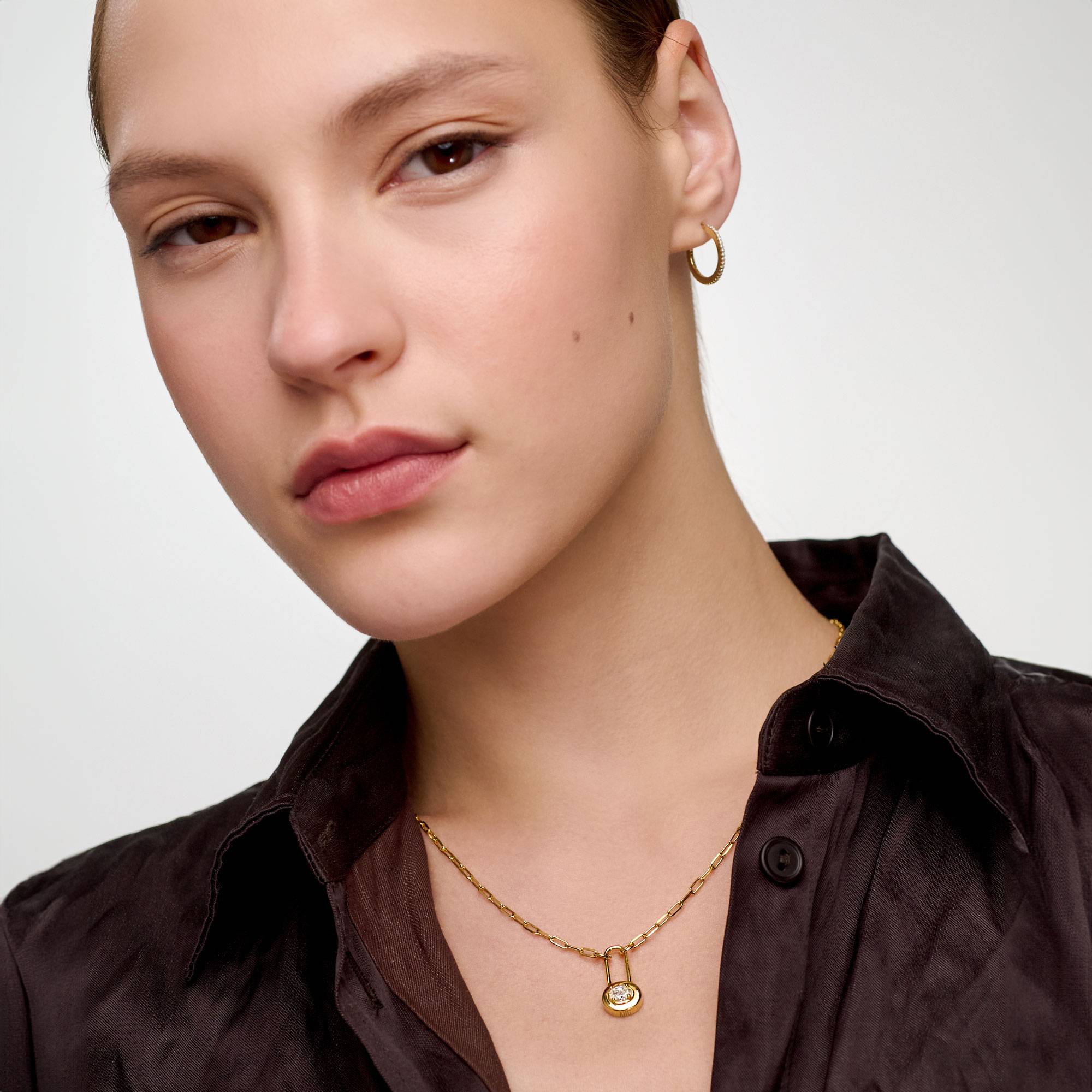 Lock & Luna charm with Oval cut Diamond- Gold Vermeil - Oak & Luna