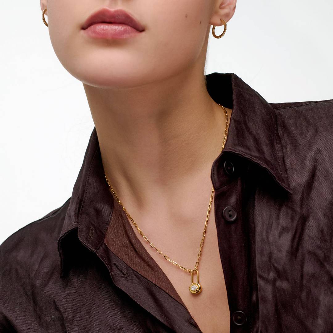 Lock & Luna charm with Oval cut Diamond- Gold Vermeil - Oak & Luna