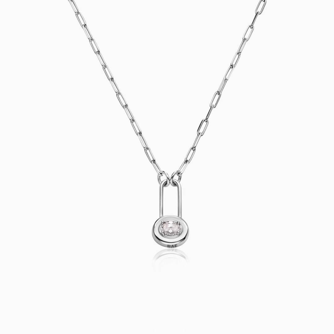 Lock & Luna charm with Oval cut Diamond- Silver - Oak & Luna