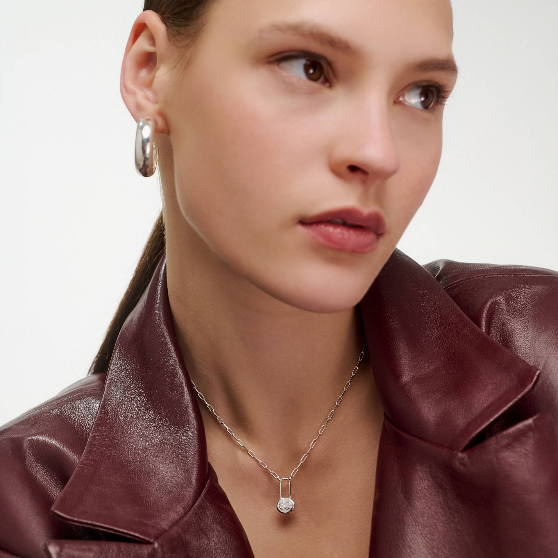 Lock & Luna charm with Oval cut Diamond- Silver - Oak & Luna