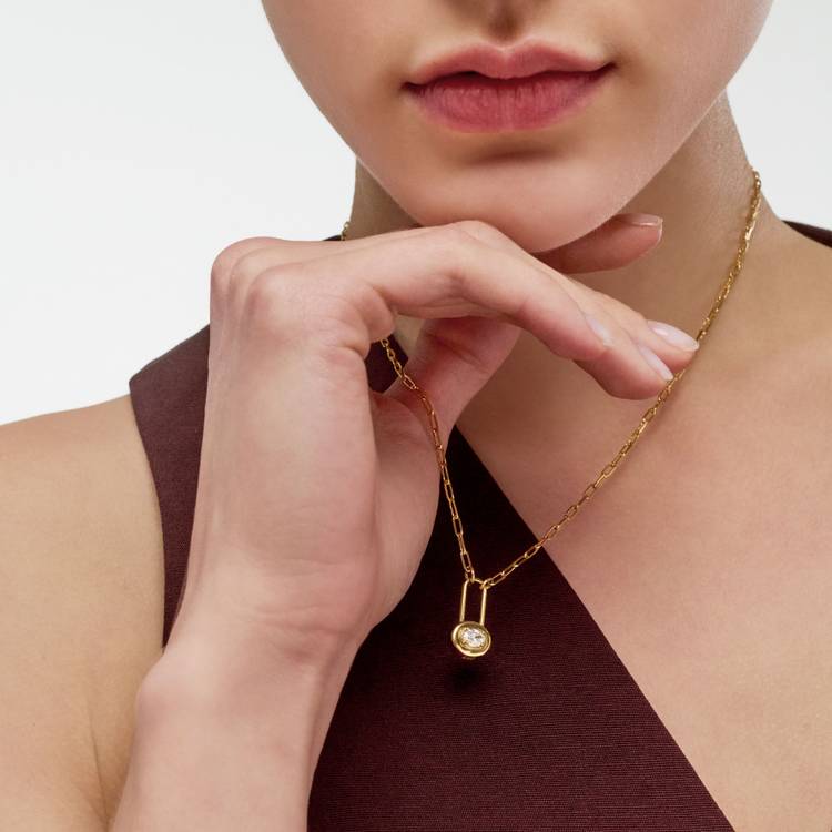 Lock & Luna charm with Oval cut Moissanite - Gold Vermeil - Oak & Luna