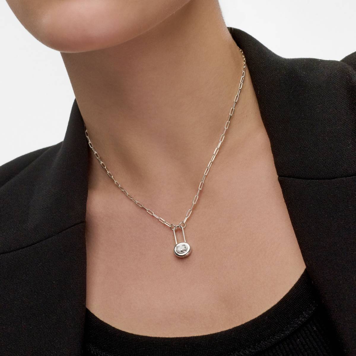 Lock & Luna charm with Oval cut Moissanite - Silver - Oak & Luna