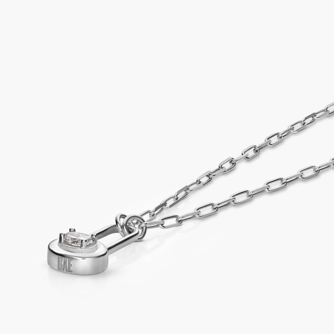 Lock & Luna charm with Oval cut Moissanite - Silver - Oak & Luna
