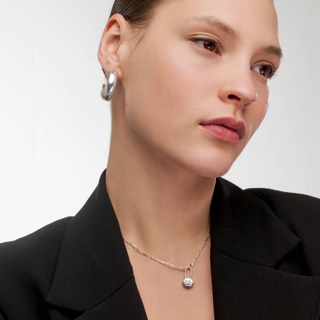 Lock & Luna charm with Oval cut Moissanite - Silver - Oak & Luna