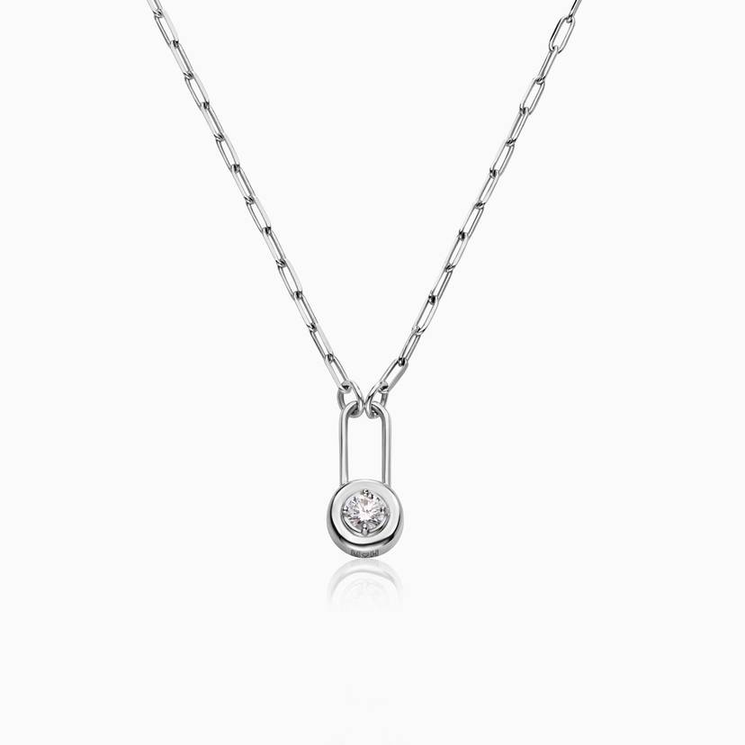 Lock & Luna charm with Round cut Moissanite - Silver - Oak & Luna
