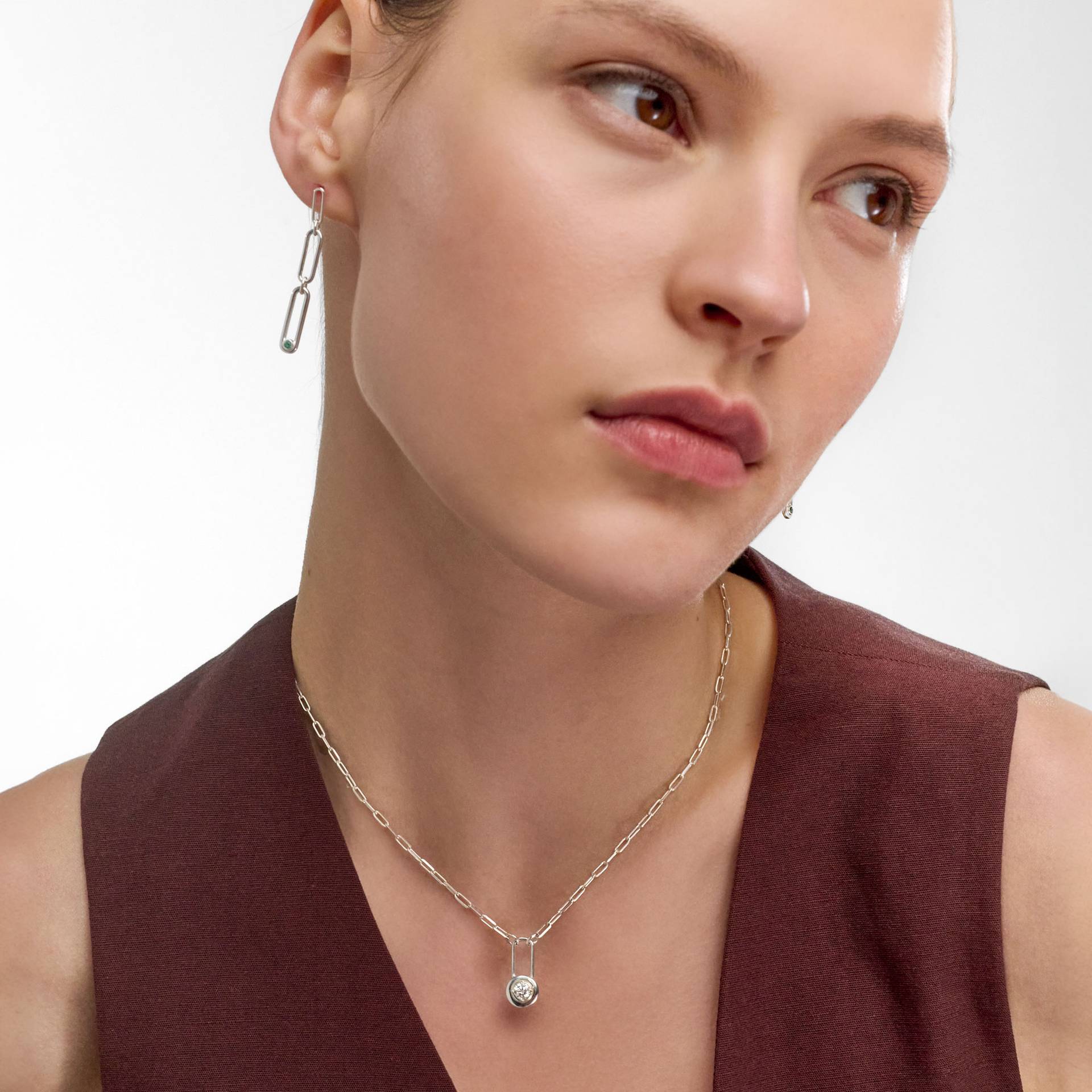 Lock & Luna charm with Round cut Moissanite - Silver - Oak & Luna