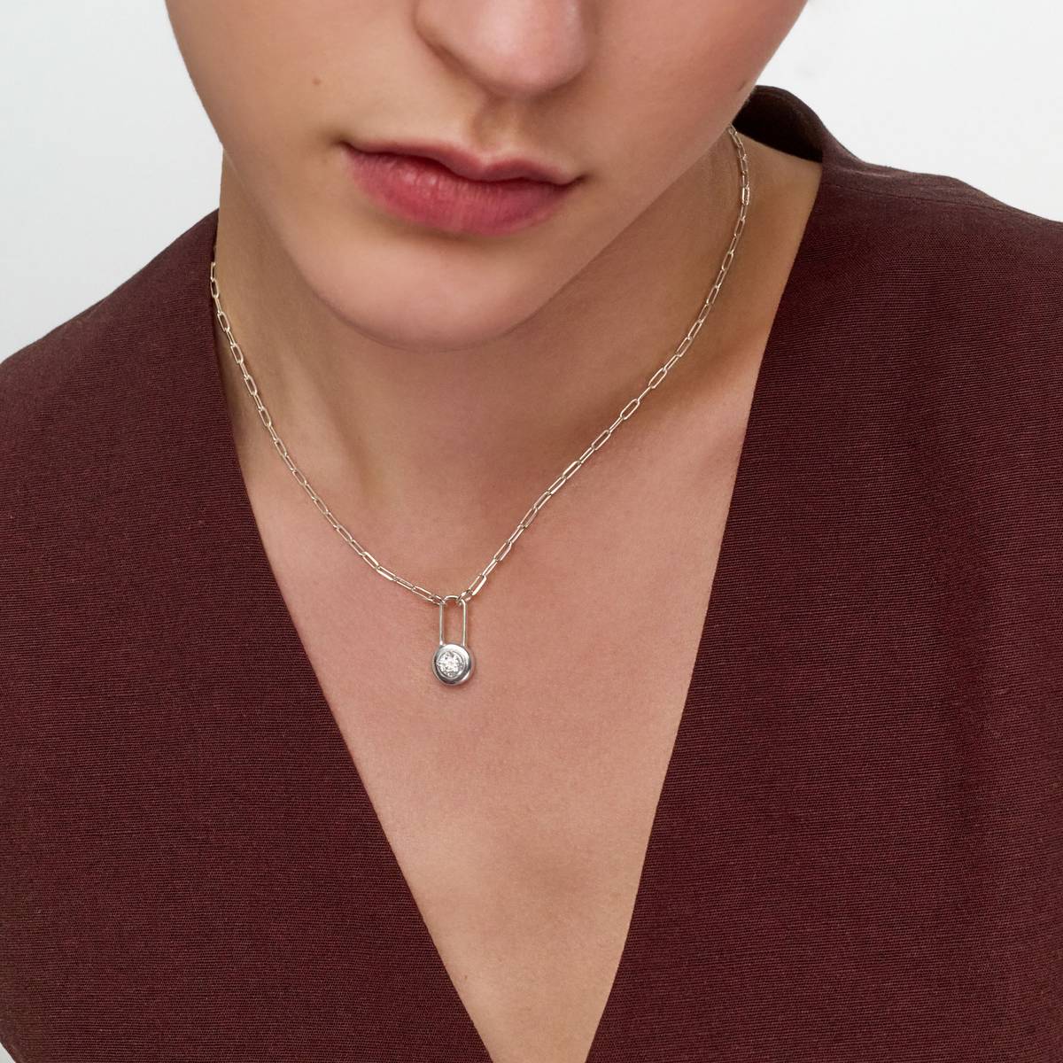 Lock & Luna charm with Round cut Moissanite - Silver - Oak & Luna