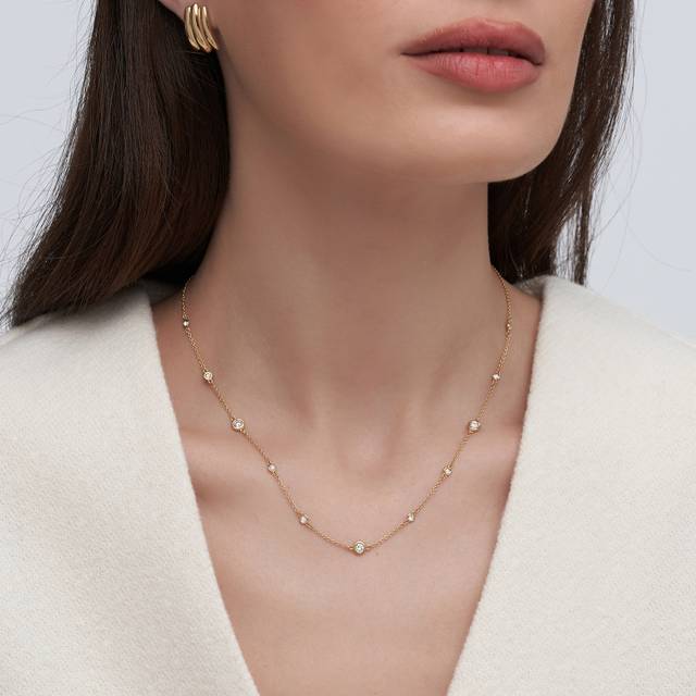 Love Spray Multi Diamond Necklace - Gold Vermeil - Oak & Luna