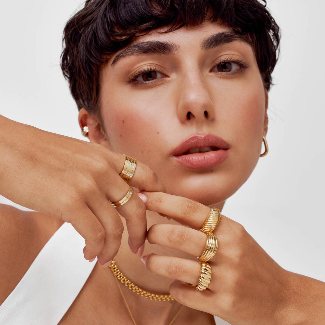 Medium Pastry Dome Ring- Gold Vermeil - Oak & Luna