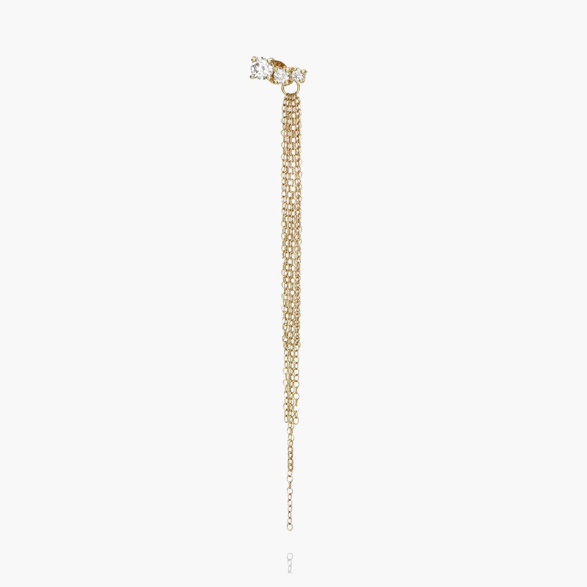 Mimosa Long Tassel Stud with Trio Diamond 0.45 CT Diamond - 14k Solid ...