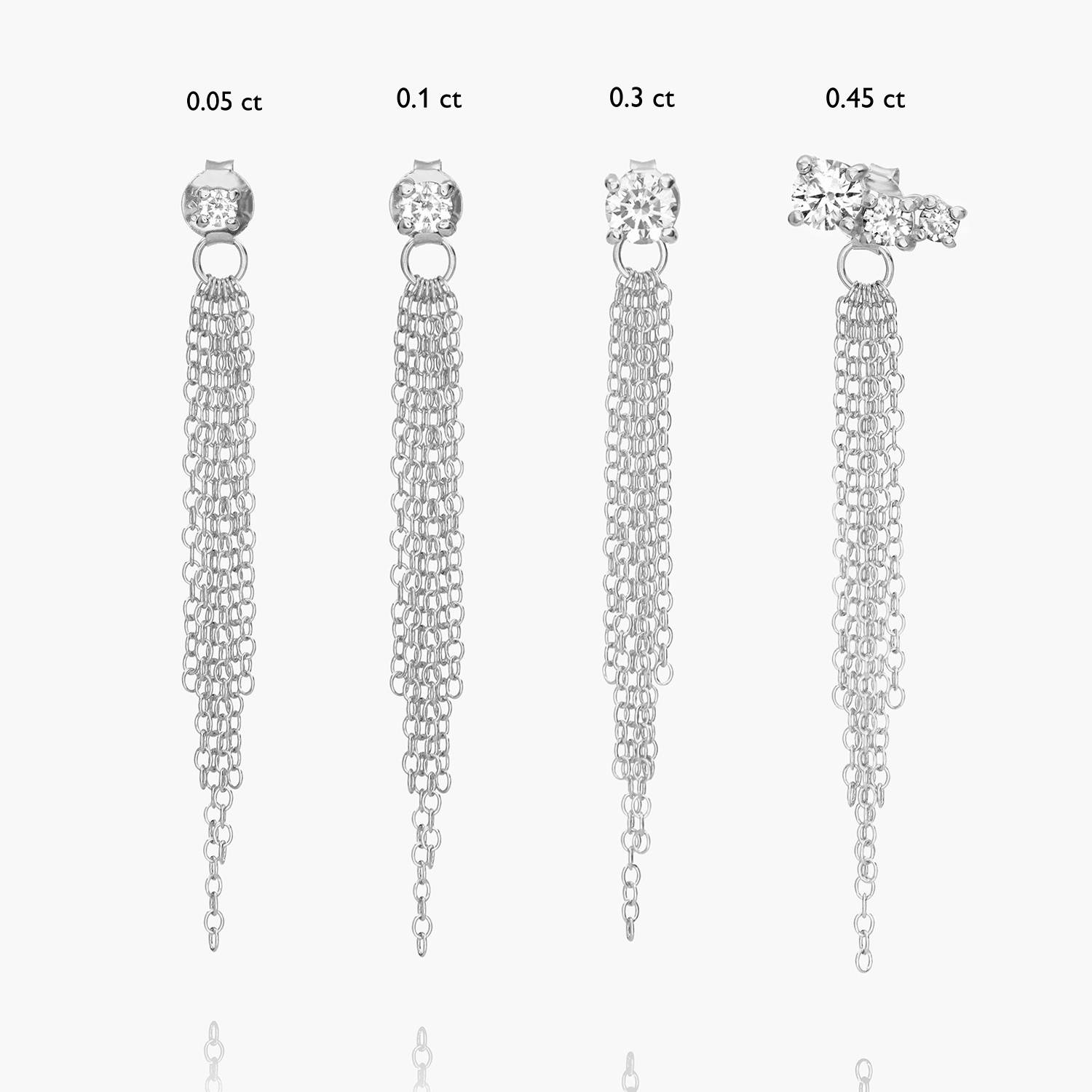 Mimosa Short Tassel Stud with Trio Diamond 0.45 CT Diamond - Silver ...