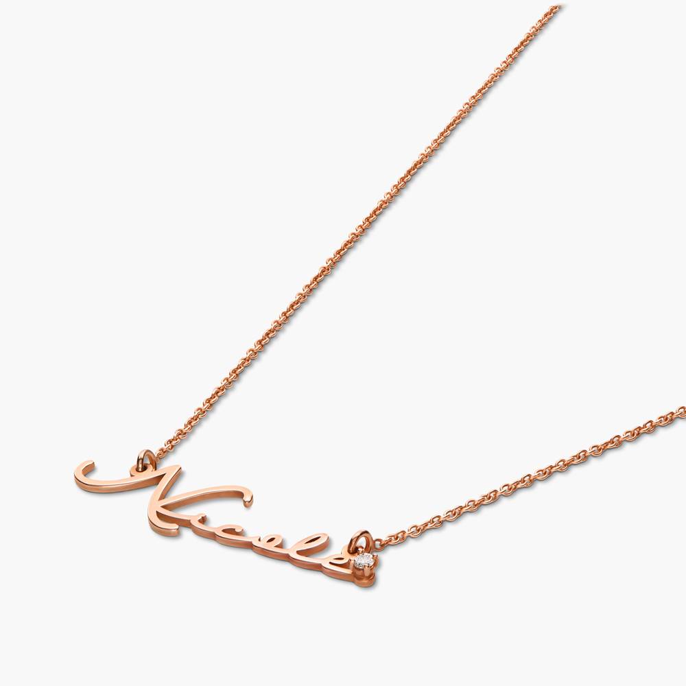 Mon Petit Name Necklace with Diamond - Rose Gold Vermeil - Oak & Luna