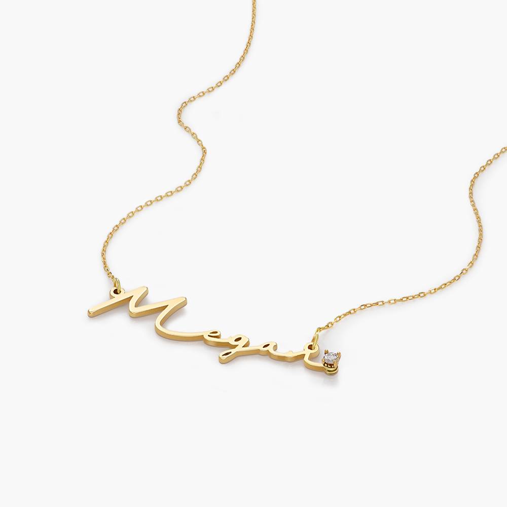 Mon Petit Name Necklace with Diamond - 14k Solid Gold - Oak & Luna