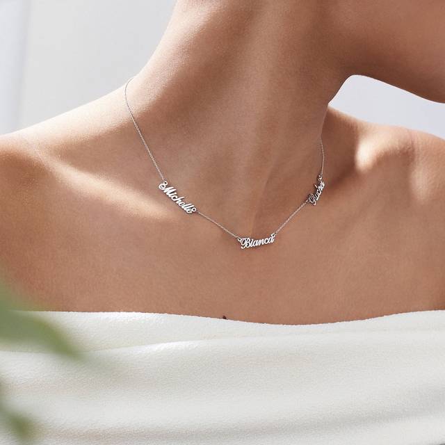 Multiple Name Necklace - 14k White Gold - Oak & Luna