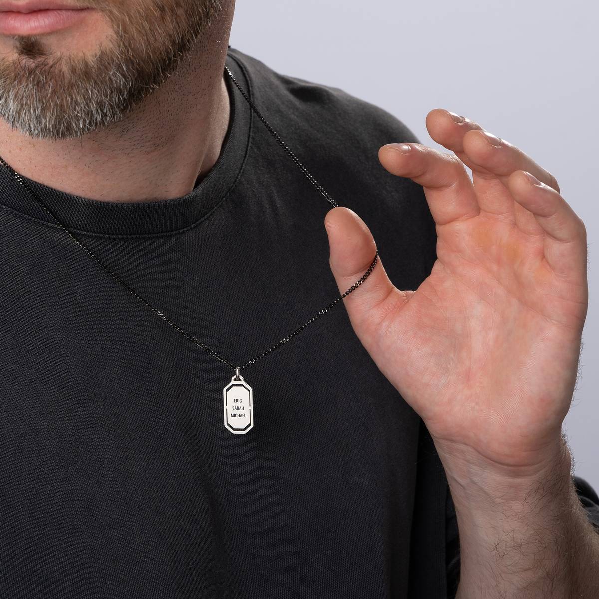 Oliver Modern Army Tag Necklace - Silver - Oak & Luna