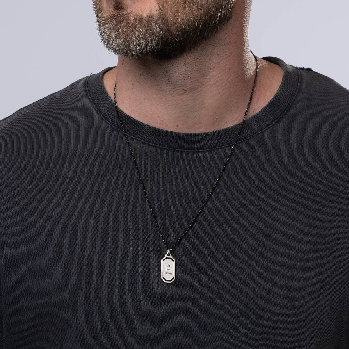 Oliver Modern Army Tag Necklace - Silver - Oak & Luna