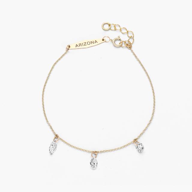 Personalized Capri Floating Diamond Bracelet - 14k Solid Gold - Oak & Luna