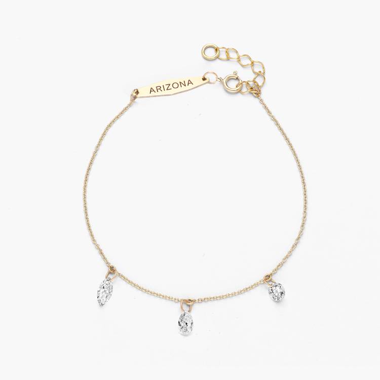 Personalized Capri Floating Diamond Bracelet - 14k Solid Gold - Oak & Luna