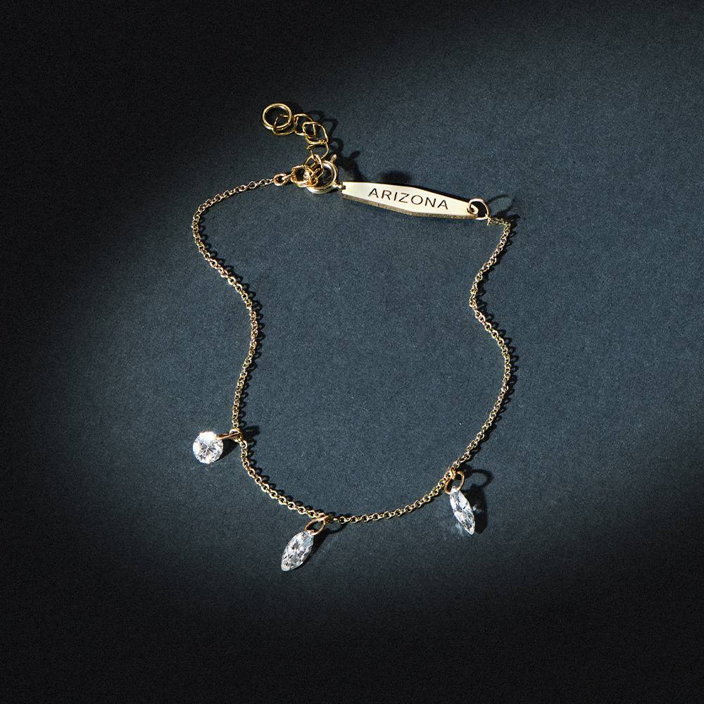 Personalized Capri Floating Diamond Bracelet - 14k Solid Gold - Oak & Luna