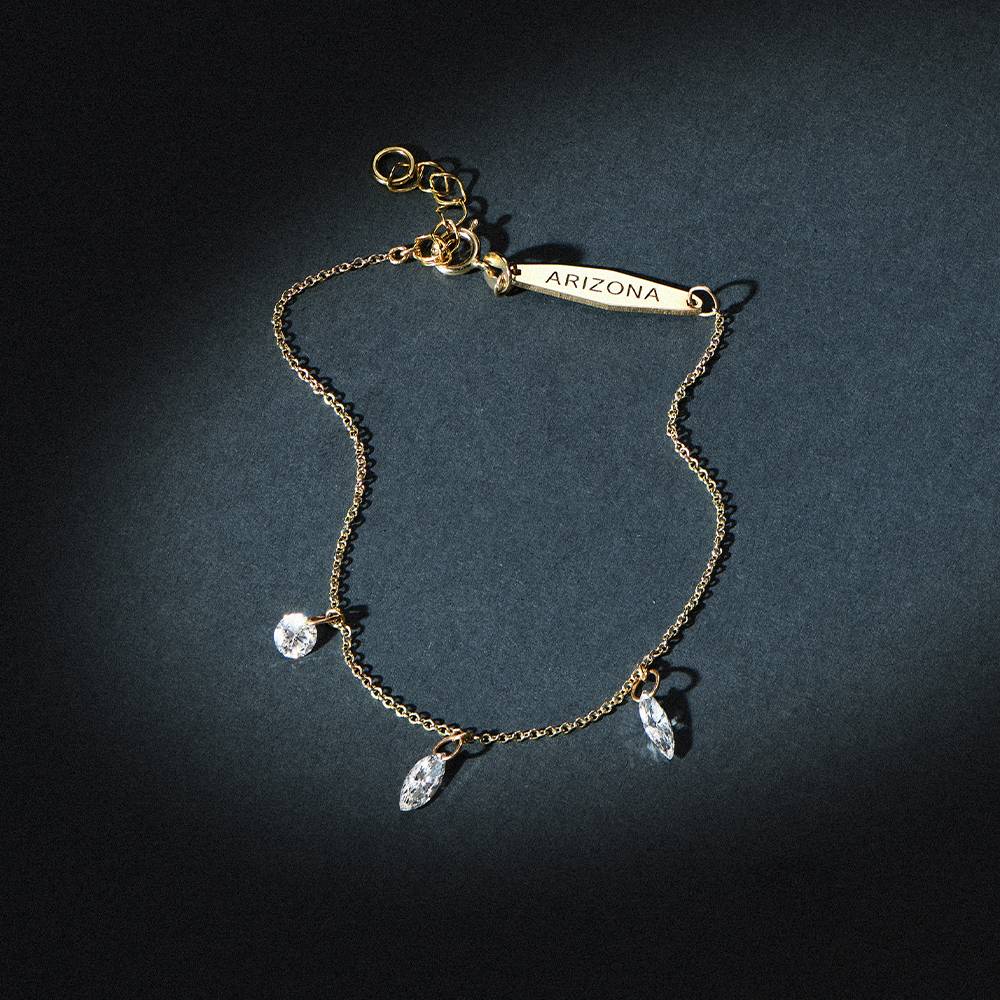 Personalized Capri Floating Diamond Bracelet - 14k Solid Gold - Oak & Luna