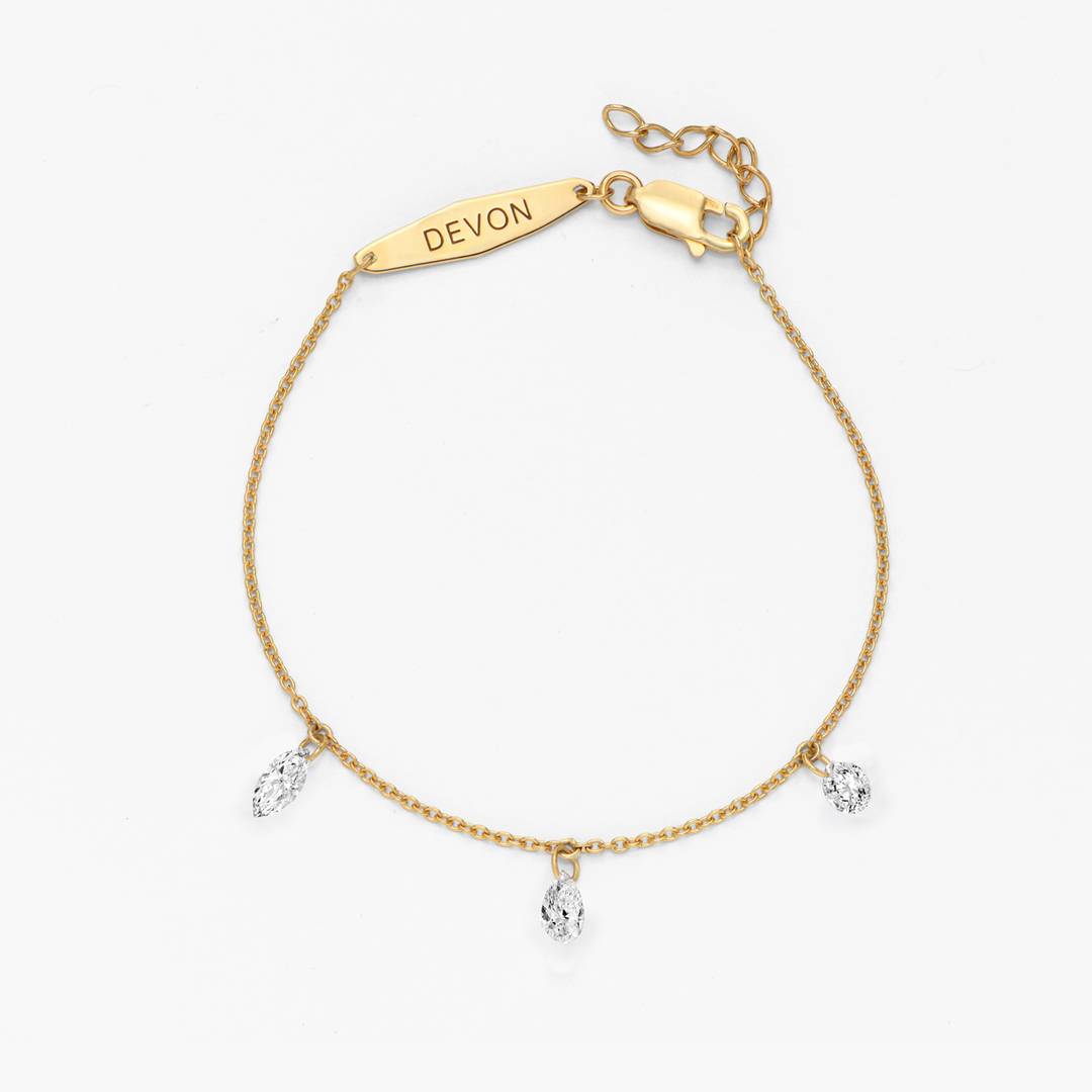 Personalized Capri Floating Diamond Bracelet - Gold Vermeil - Oak & Luna