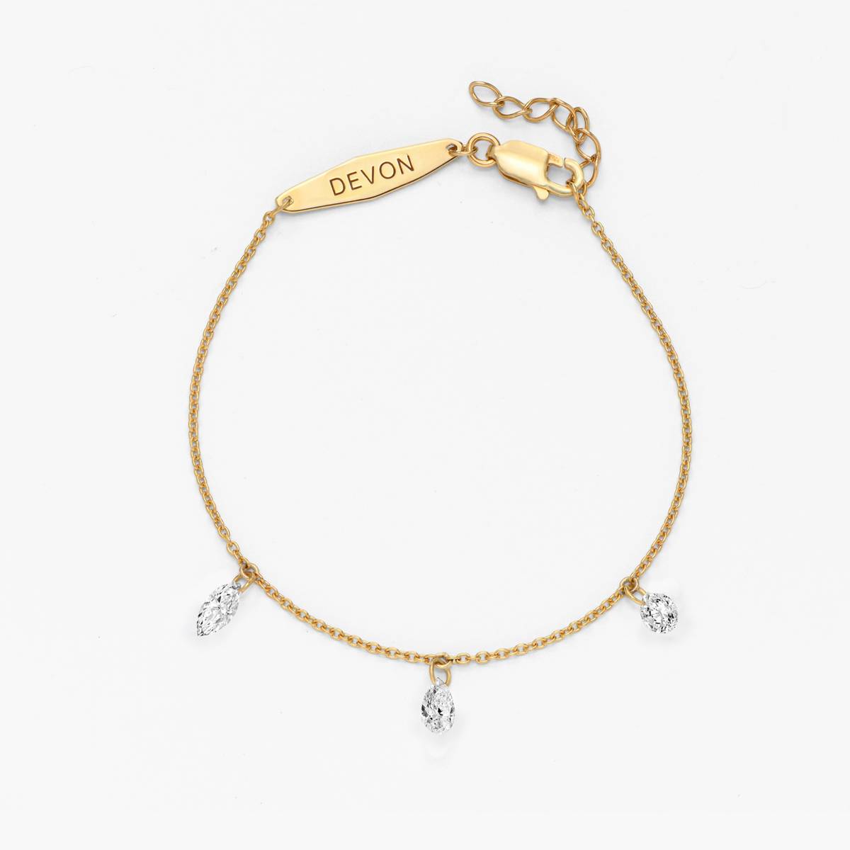 Personalized Capri Floating Diamond Bracelet - Gold Vermeil - Oak & Luna