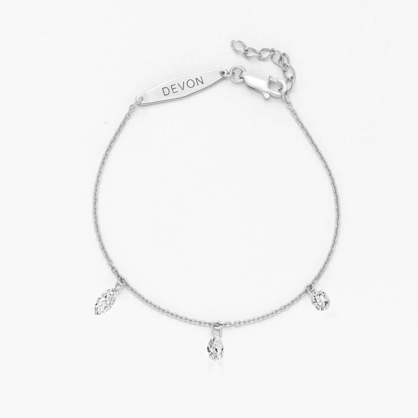 Personalized Capri Floating Diamond Bracelet - Silver - Oak & Luna