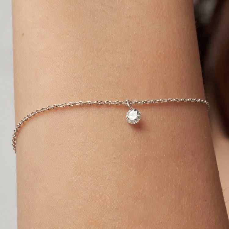 Personalized Capri Floating Diamond Bracelet - Silver - Oak & Luna
