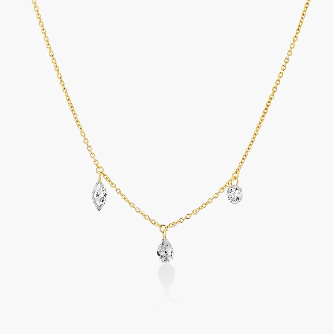 Personalized Capri Floating Diamond Necklace - Gold Vermeil - Oak & Luna