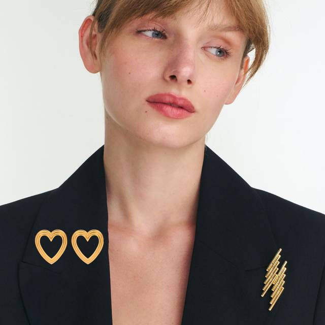 Power Hearts Brooch- Gold - Oak & Luna
