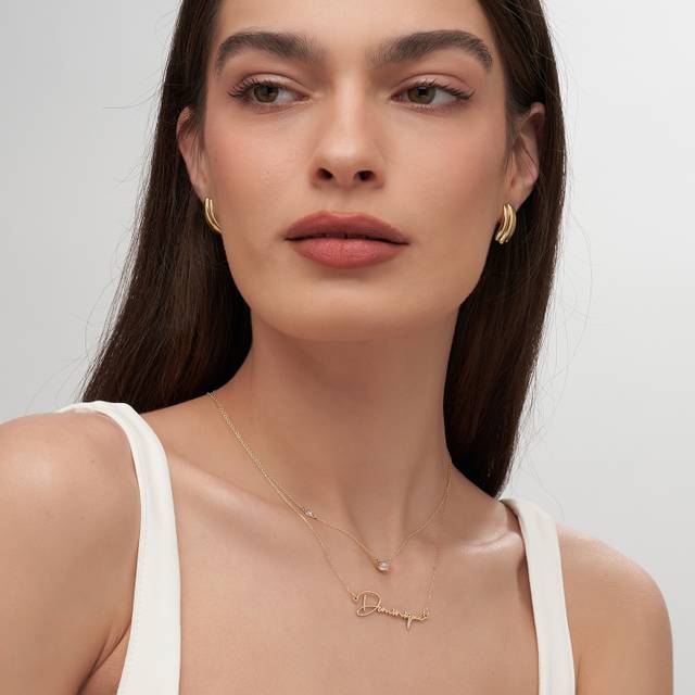 Princess Multi-Diamond Necklace with 0.3 ct Custom Diamond - 14k Solid ...