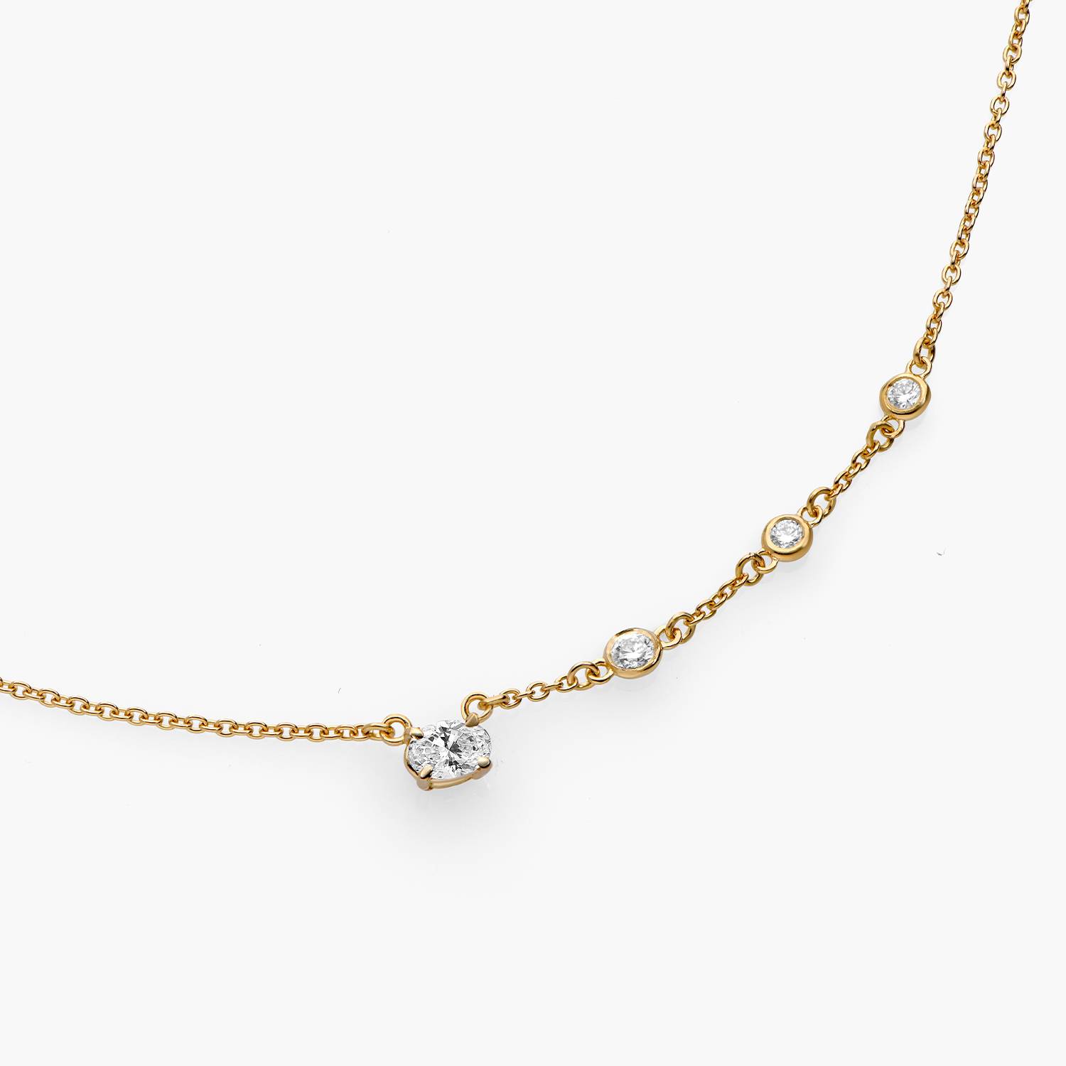 Queen Multi-Diamond Necklace with 0.3 ct Custom Diamond- Gold Vermeil ...